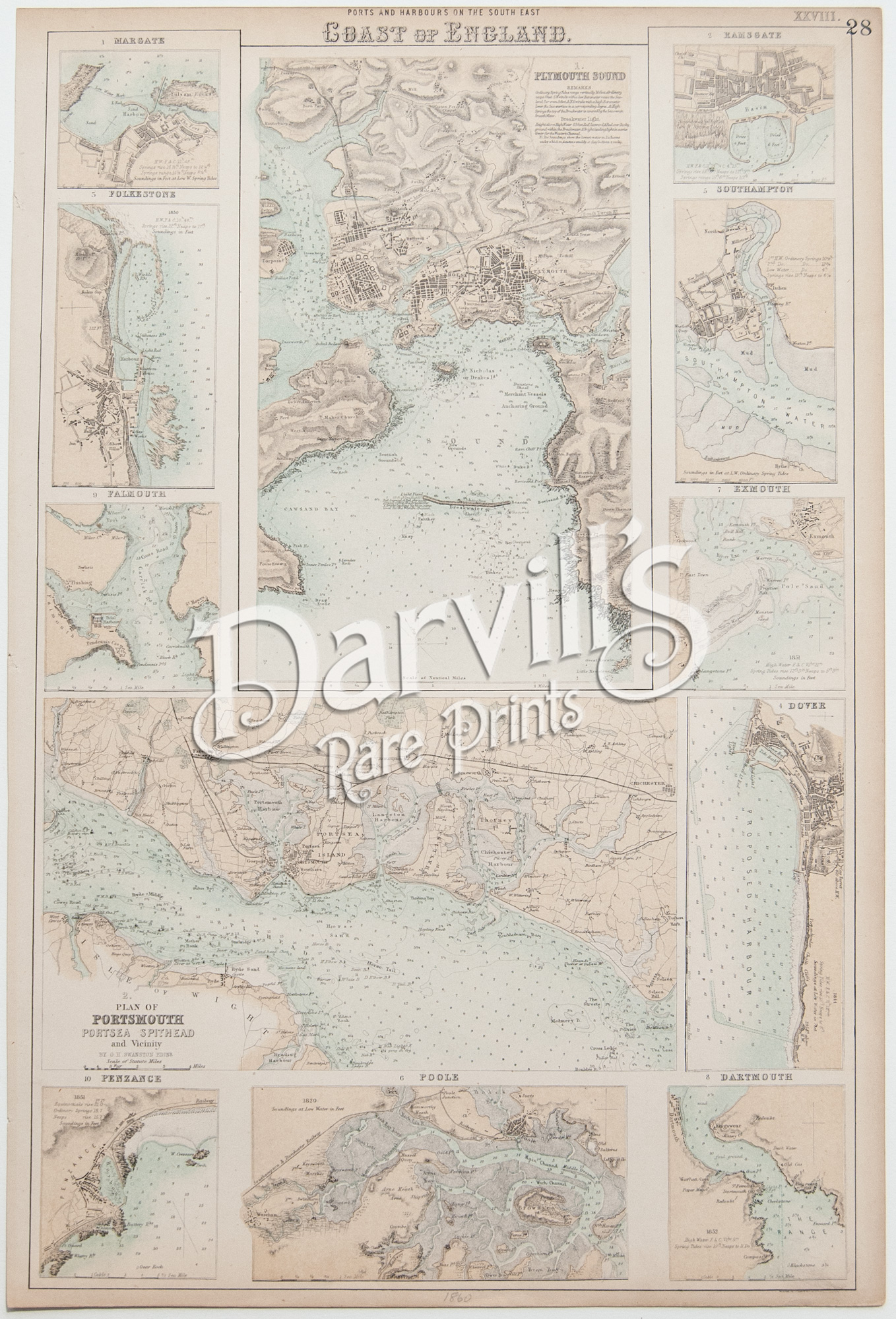 Antique Maps of the Coasts and Harbours of England Ireland Scotland ...